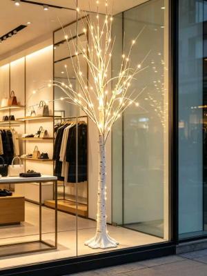 China 6ft Pre-lit White Birch Floor Lamp – Warm White LED Lighted Tree for Home Decor (Customizable) for sale