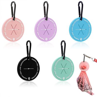 China Portable Silicone Dispenser Pet Dog Waste Poop Bag Holder Carrier Accessory with Carabiner Clip for Outdoor Walking Training for sale