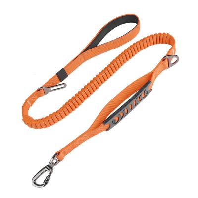 China Heavy Duty 4-6FT Bungee Dog Paracord Leash Durable Car Seat Belt Walking Running Training Pet Leash with Zinc Alloy Carabiner for sale