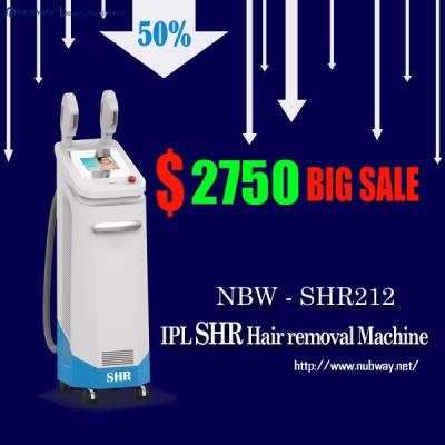 China Launched in August! The Most Featured 2-handles SHR Hair Removal Machine Vertical/White for sale