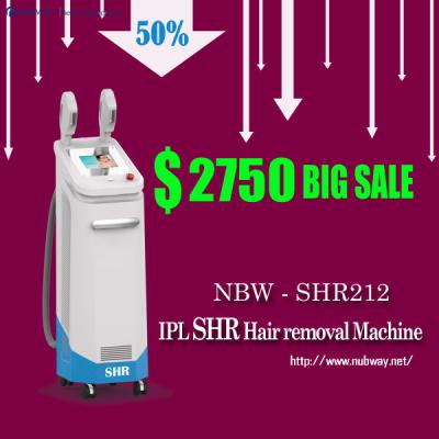China Best Price 2014! The Most Featured 2-handles SHR Hair Removal Apparatus Vertical/White for sale