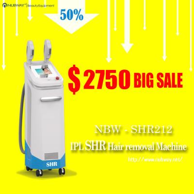 China Best Price 2014! The Most Featured 2-handles SHR Hair Removal Equipment Vertical/White for sale