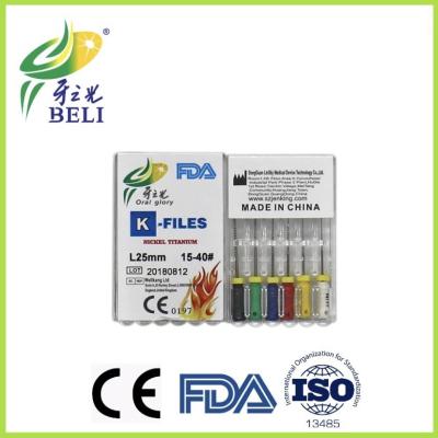 China A mão do tipo de Belident usa Endo Files dental 6pcs/Box, Niti e o arquivo de aço inoxidável de H Endo à venda