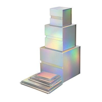 Laser Holographic Foil Folding Packaging Boxes with Magnetic Closure for Cosmetics Skincare Wigs