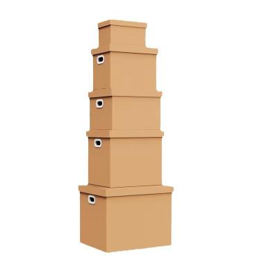 China Spot Kraft paper Corrugated Cardboard Shipping Box with Large Capacity Moving and Packing Storage Clothes Toys Miscellaneous Items Sorting with Lid Boxes for sale