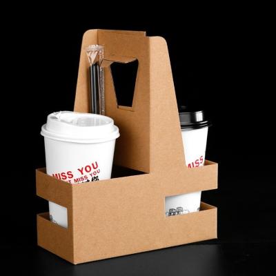 Customized Rectangular Put Coffee Paper Cup Corrugated Cardboard Package Boxes with Handle