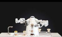 China Double Robot Arm Coffee Maker Machine Robot Espresso Maker RGB Beverage Cafe for sale
