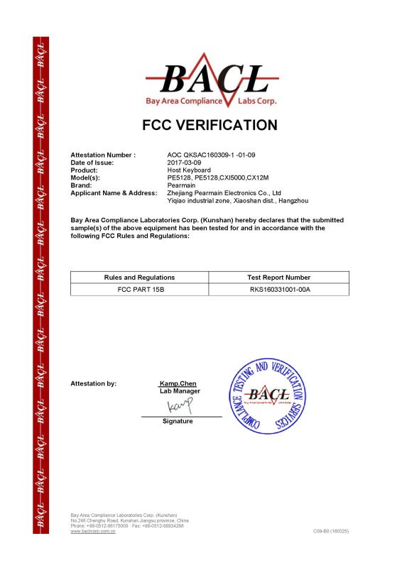 FCC - Pearmain Electronics Co.,Ltd