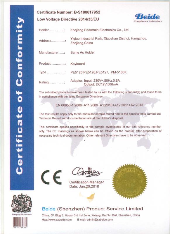 EMC Directive 2014/35/EU - Pearmain Electronics Co.,Ltd