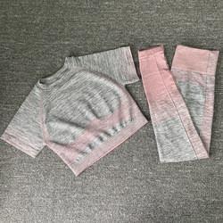 China Het blauw schakeerde Stretchable Naadloze Duurzame de Yogaslijtage van Eco van Yogareeksen Te koop