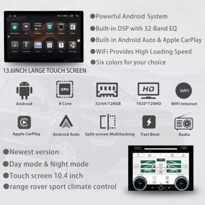 Cina Viknav Car Radio For Range Rover Vogue L405 (2013-2017) 13.6 inch With AC panel Upgrade Multimedia Player Navigation in vendita