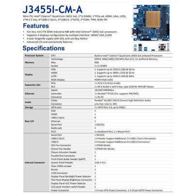 China DDR4 Memory Type Industrial Atx Motherboard J3455I-CM-A For Original ASUS Celeron N5105 for sale