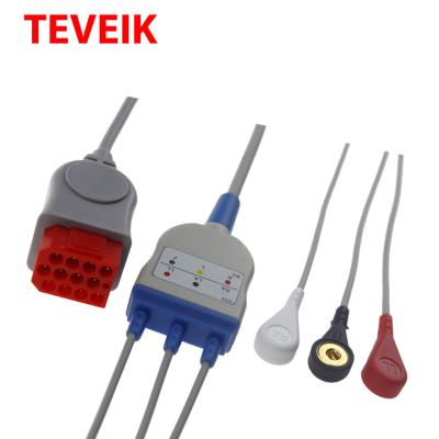 Cina Cavo del cavo di Ecg del connettore della rottura di IEC del cavo di Pin 3 di Bionet 12 in vendita