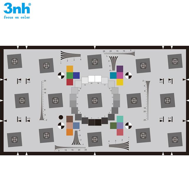 SineImage Extended ISO 12233:2014 E-SFR chart with 16 color patches and 16:9 aspect ratio for HDTV