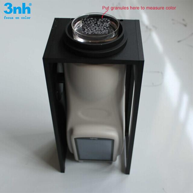 NS810 spectrophotometer with powder test box to measure crystallized and amorphous polyester granules color for PBT
