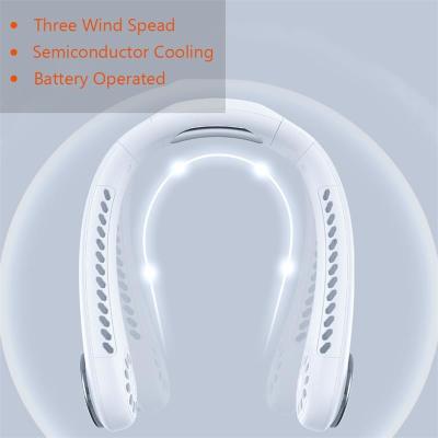 China 3 Speed Hands Free Neck Fan Rechargeable With Bluetooth Speaker for sale