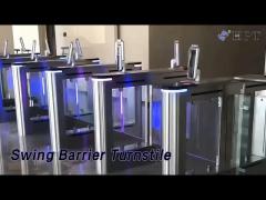 Security Swing Barrier Turnstile 600mm Width Stainless Steel Bi Directional