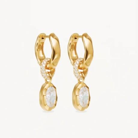Quality Gold Plated Oval Cut Cubic Zircon Brass Fashion Earrings for Women Versatile and Chic for sale