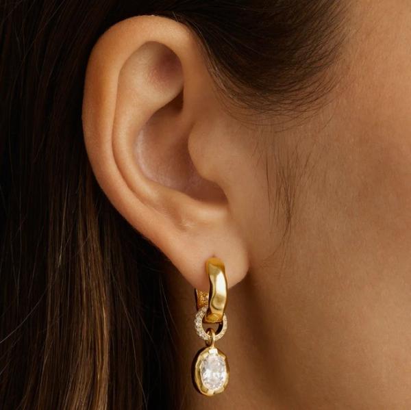Quality Gold Plated Oval Cut Cubic Zircon Brass Fashion Earrings for Women Versatile and for sale