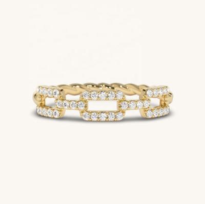 China 925 Sterling Silver 18K Gold White CZ Cuban Twist Ring with Fast Shipping to Your Country for sale