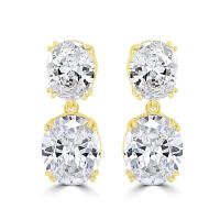 Quality Engagement Occasion Prong White Oval Cubic Zircon 18K Gold Plated Brass Drop for sale