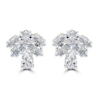 Quality 18K Gold Plated Brass Wedding Earrings featuring Cubic Zircon for Beauty White for sale