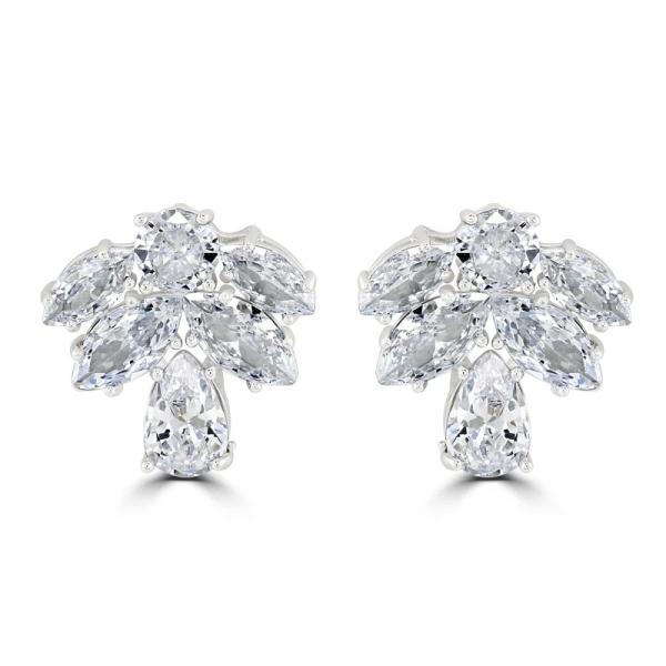 Quality 18K Gold Plated Brass Wedding Earrings featuring Cubic Zircon for Beauty White Lovers for sale