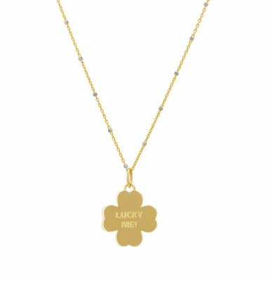 Cina Emerald Enamel Clover Girls Pendant Jewelry Lucky 18K Gold Plated 925 Sterling Silver in vendita