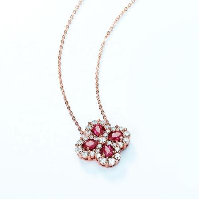 Cina Clover Cultivation Red Treasure Necklace S925 Silver Color Pendant Collarbone Chain in vendita