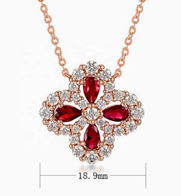 Cina Clover Cultivation Red Treasure Necklace S925 Silver Color Pendant Collarbone Chain in vendita