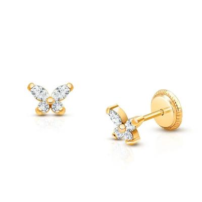China Religious Type None 925 Sterling Silver Butterfly Stud Earrings with 18K Gold Plating for sale
