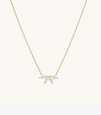 China 925 Silver 14K Plated Necklace 18" Marquise Topaz Pendant And White CZ Diamonds for sale