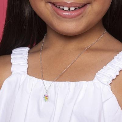 Cina 925 Sterling Silver Rainbow Enamel Daisy Pendant Necklaces per bambini e bambine in vendita