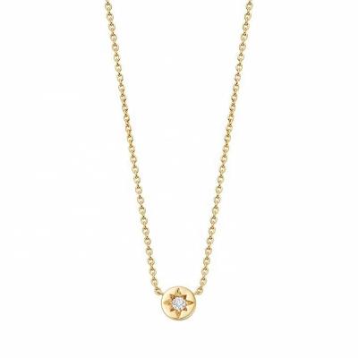 China Gold Plated 925 Sterling Silver Starburst Diamond Disc Pendant Necklace for Daily Wear for sale
