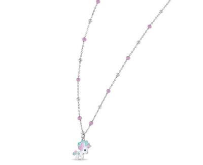 Cina Collare per bambini in smalto unicorno colletto 925 Sterling Silver Bianco Dorato in vendita