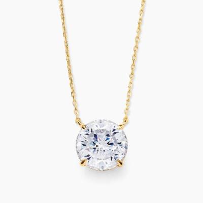 中国 Elegant 18K Gold Plated Round Cut 925 Sterling Silver Necklace for Fashion Jewelry 販売のため