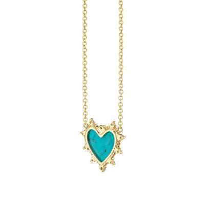 Cina 925 Sterling Silver Chain Gioielli Diamante E Turchese Cuore Twist Collare Senza Perla in vendita