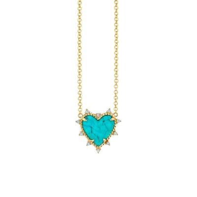 Cina 925 Sterling Silver Chain Gioielli Diamante E Turchese Cuore Twist Collare Senza Perla in vendita
