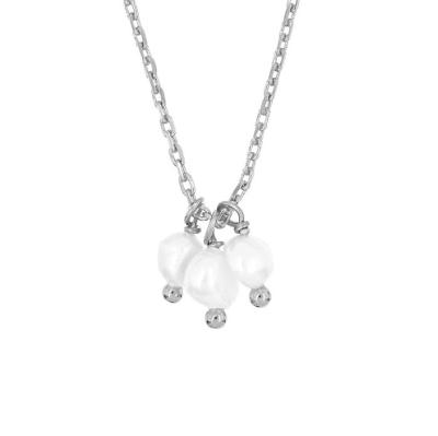 Cina 925 Sterling Silver Tre Perle d'Acqua Dolce Colletto per Donne 16