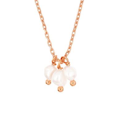 Cina 925 Sterling Silver Tre Perle d'Acqua Dolce Colletto per Donne 16