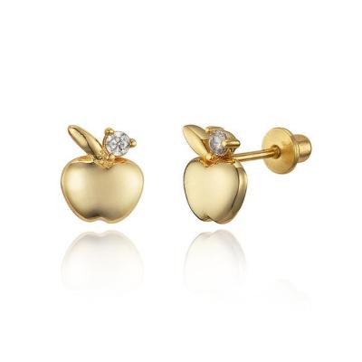 中国 7mm Apple CZ Screw Back Baby Earrings in 925 Sterling Silver Perfect Gift for Babies 販売のため