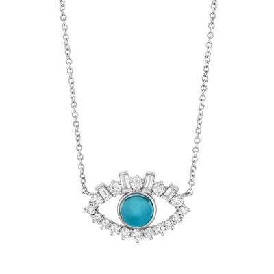 Cina 18K oro placcato baguette cubo zircone 925 sterling argento donna occhio cattivo collana in vendita