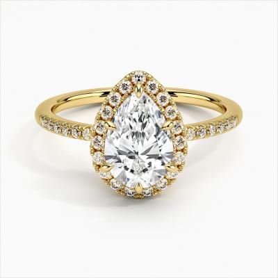China 925 Sterling Silver Halo Белозолотые обручальные кольца for sale