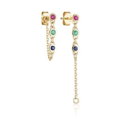 China Drop Bezel White Diamond 925 Sterling Silver Chain Earrings Fashion for sale