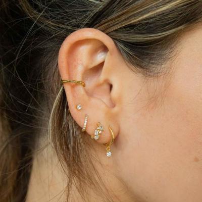 Cina ODM 925 Sterling Silver Hoop orecchini Medi con piccole 18K Vermeil Gold Plating in vendita