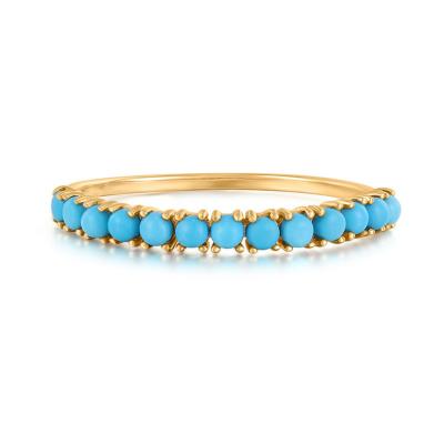 China Custom Jewelry Half Turquoise Gold Plated Durable Delicate 925 Silver Rings Fashion for sale