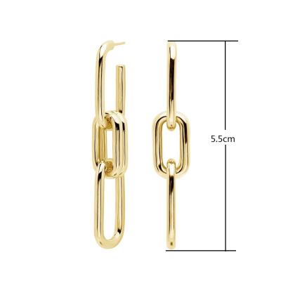 Cina Orecchini a catena lunga con logo personalizzato in argento dorato in vendita