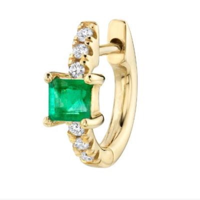 Cina 925 Sterling Silver Mini Gold Plated Baguette Hoop Huggie Orecchini per donne Gioielli in vendita