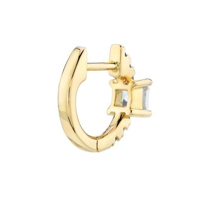 Cina 925 Sterling Silver Mini Gold Plated Baguette Hoop Huggie Orecchini per donne Gioielli in vendita