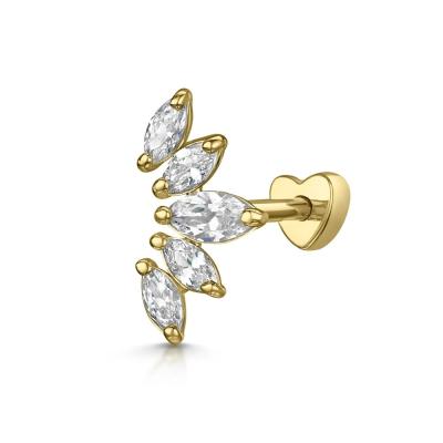Cina Orecchini in oro rivestiti di rodio bianco CZ per donne stile di abbigliamento quotidiano in vendita